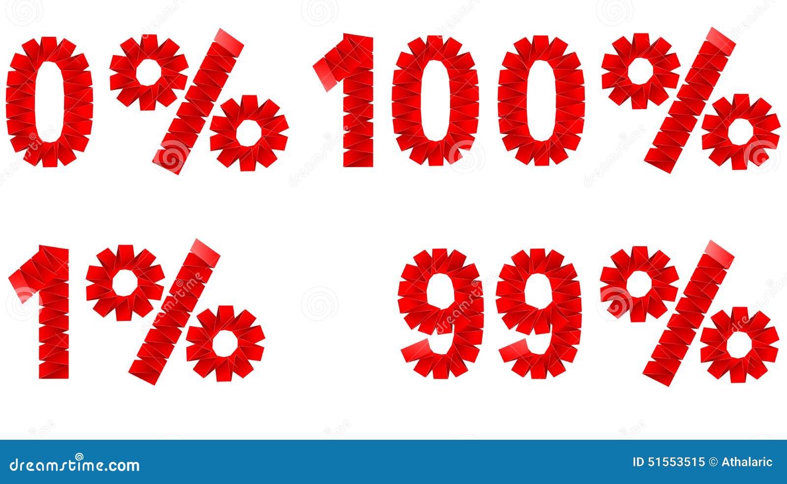 0 1 99 100 Percent Folded Paper Sign Stock Vector - Illustration of ...