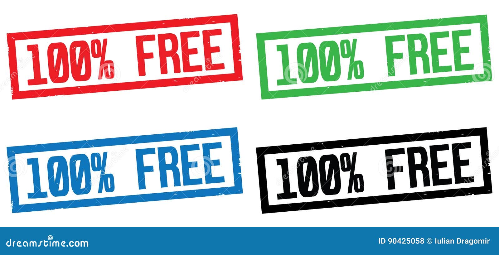 100 PERCENT FREE Text, on Rectangle Border Stamp Sign. Stock ...