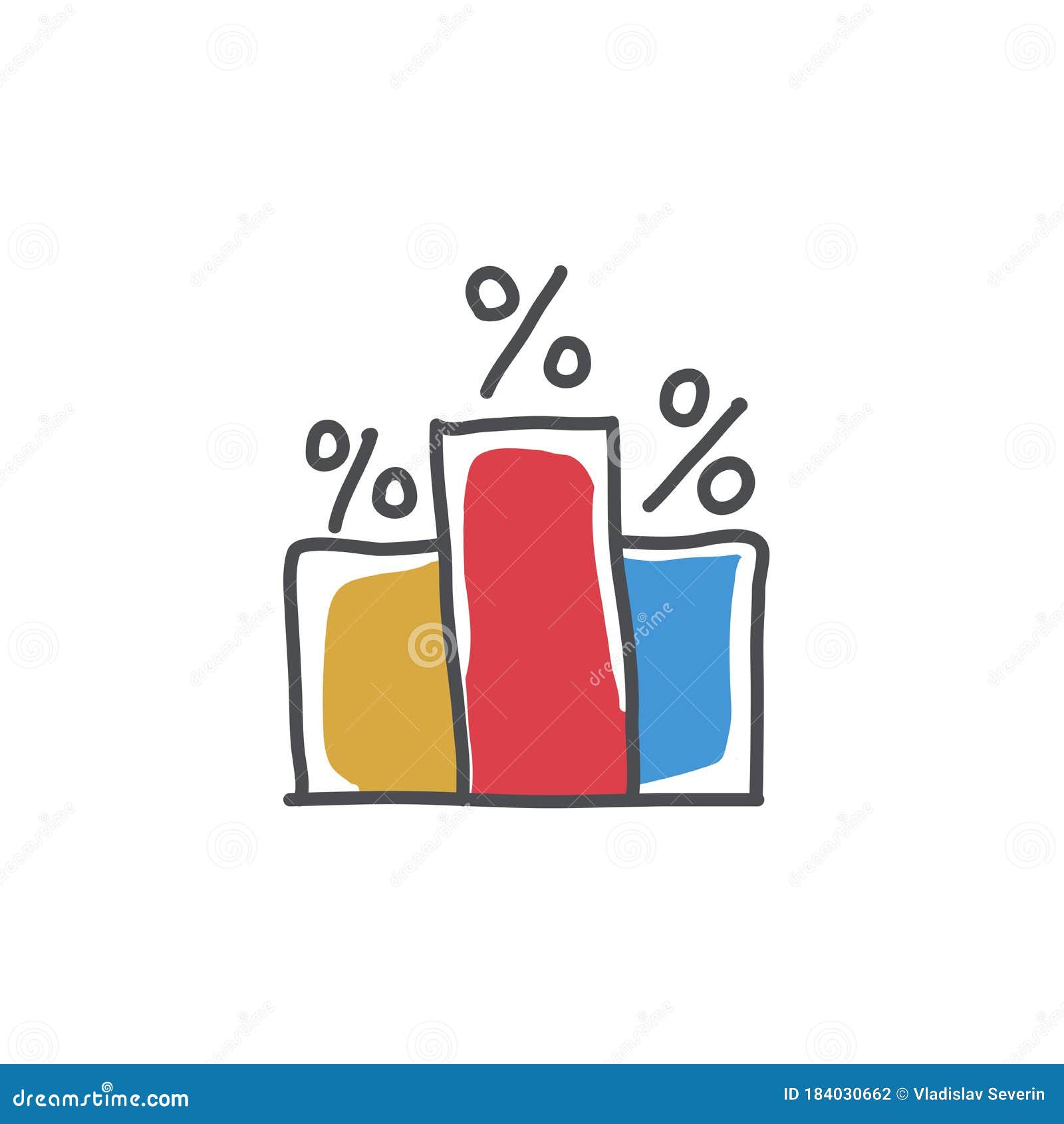 Percent graph doodle icon stock vector. Illustration of graphic - 184030662