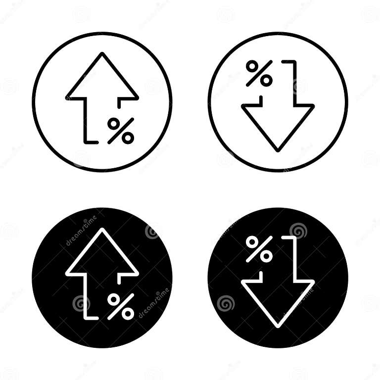 Percent Growth Decline Arrow Icon on Black Circle. Increase and ...