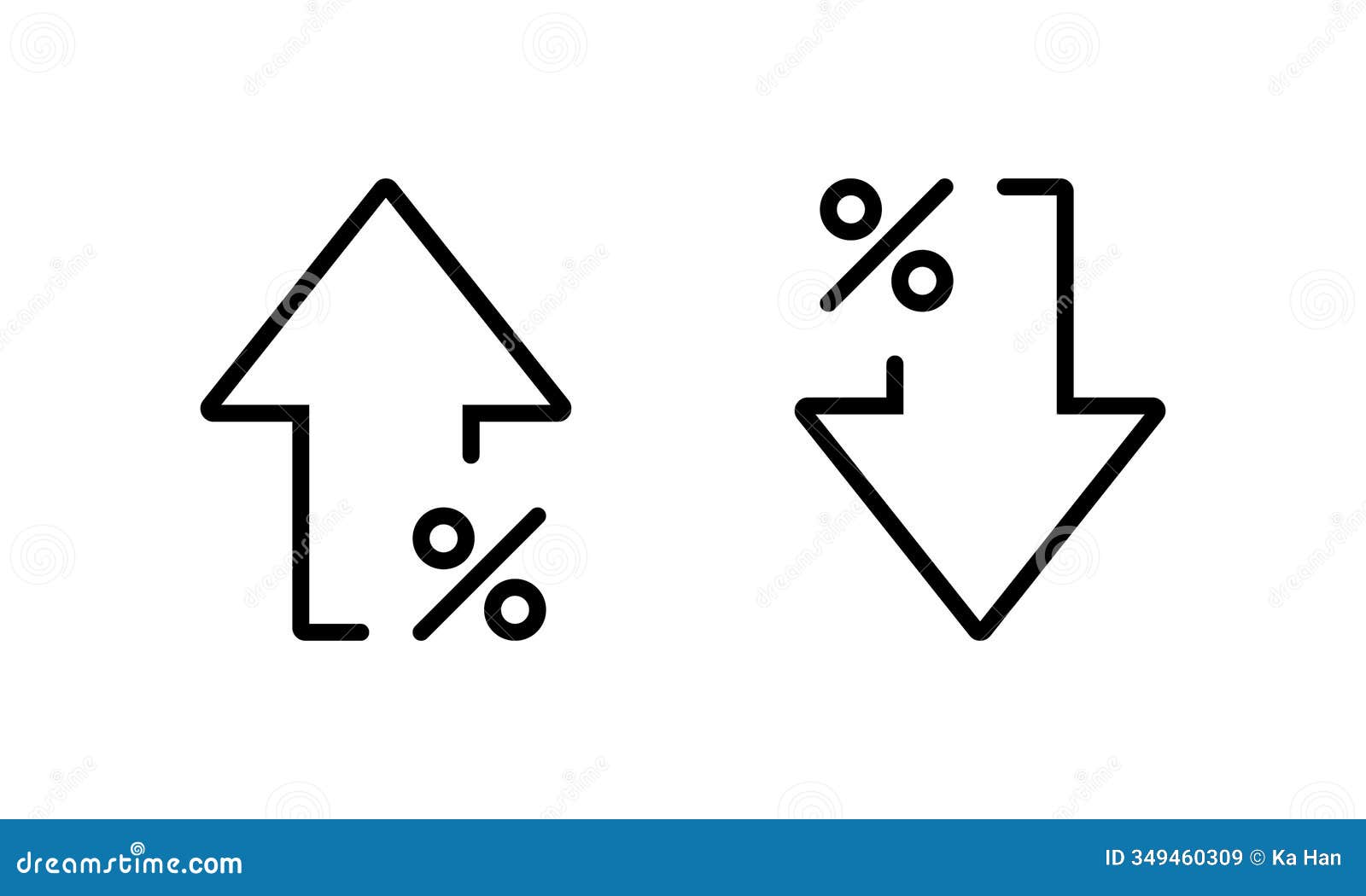 Percent Growth Decline Arrow Icon. Increase and Decrease Percentage ...