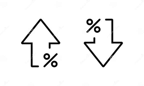 Percent Growth Decline Arrow Icon. Increase and Decrease Percentage Sign Symbol Stock Vector ...
