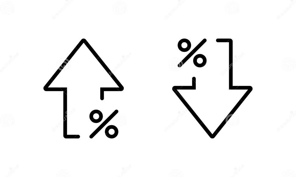 Percent Growth Decline Arrow Icon. Increase and Decrease Percentage Sign Symbol Stock Vector ...