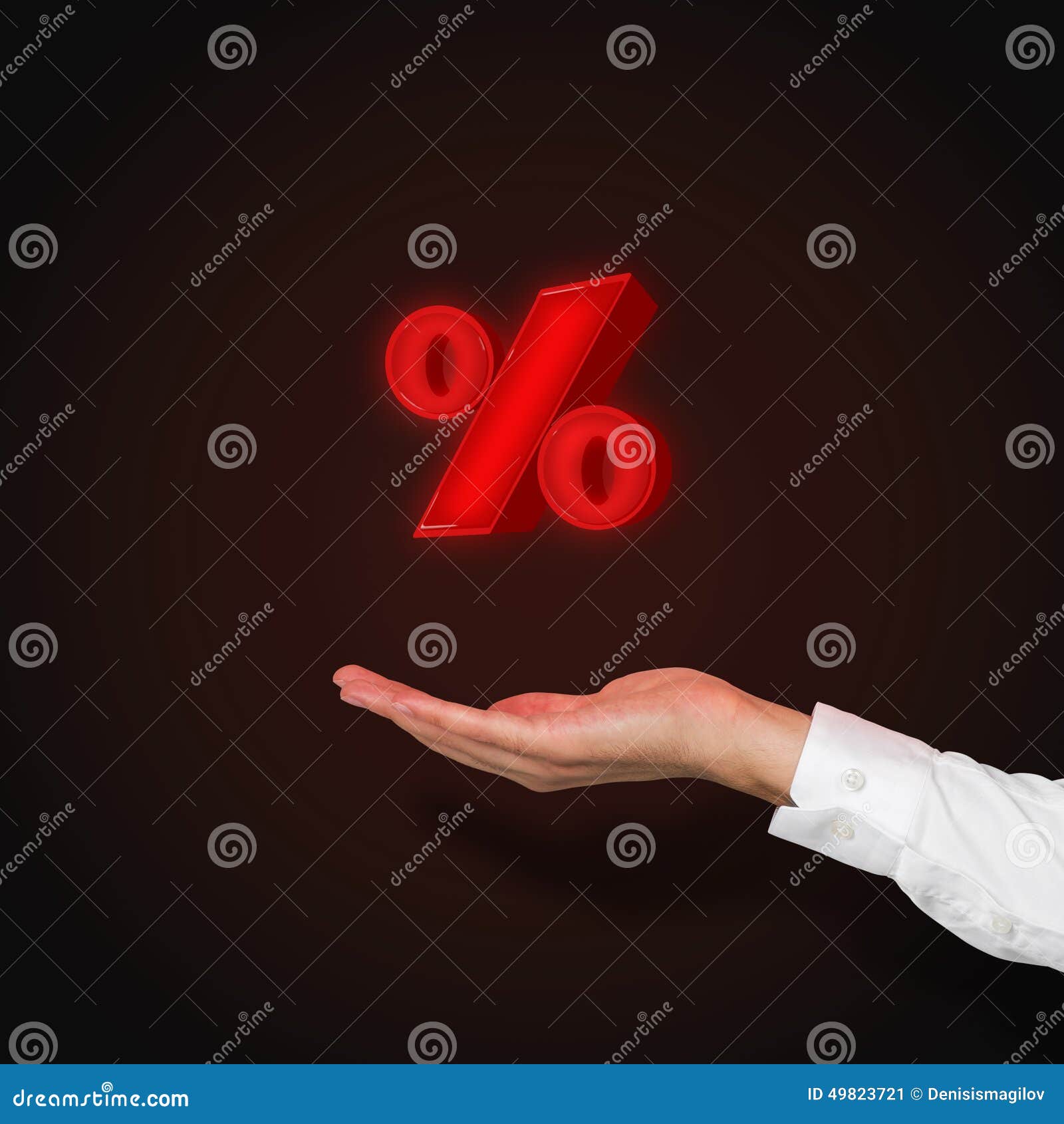 Percent in hand stock illustration. Illustration of symbol - 49823721