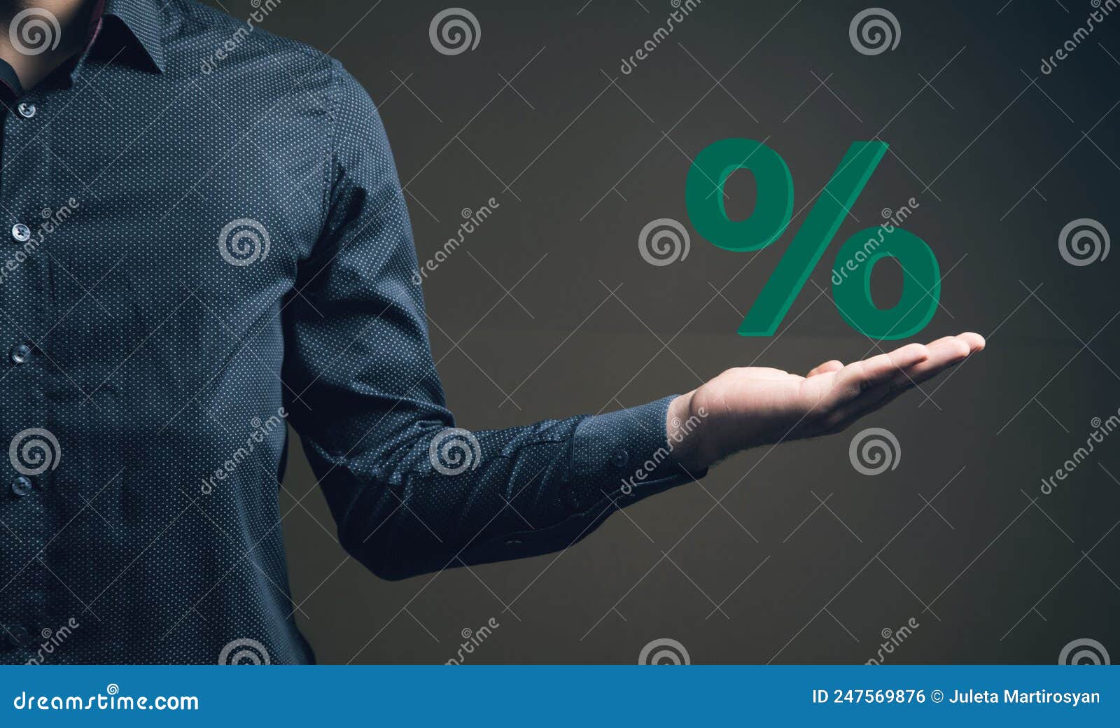 Percent Icon. Man Holding in His Hand Stock Photo - Image of symbol ...