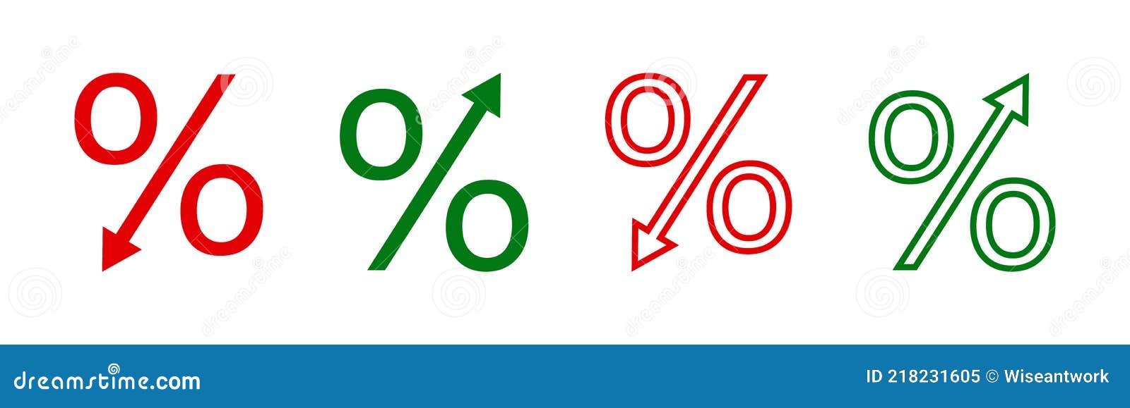 Percent Icon. Percentage with Arrow To Down and Up. Decrease and Increase of Interest Rate Stock ...