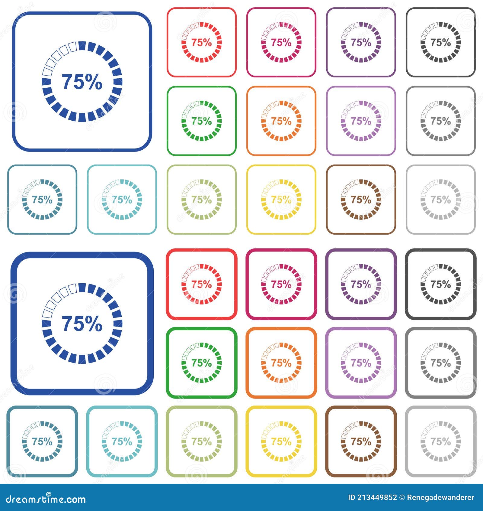 75 Percent Loaded Outlined Flat Color Icons Stock Vector - Illustration ...