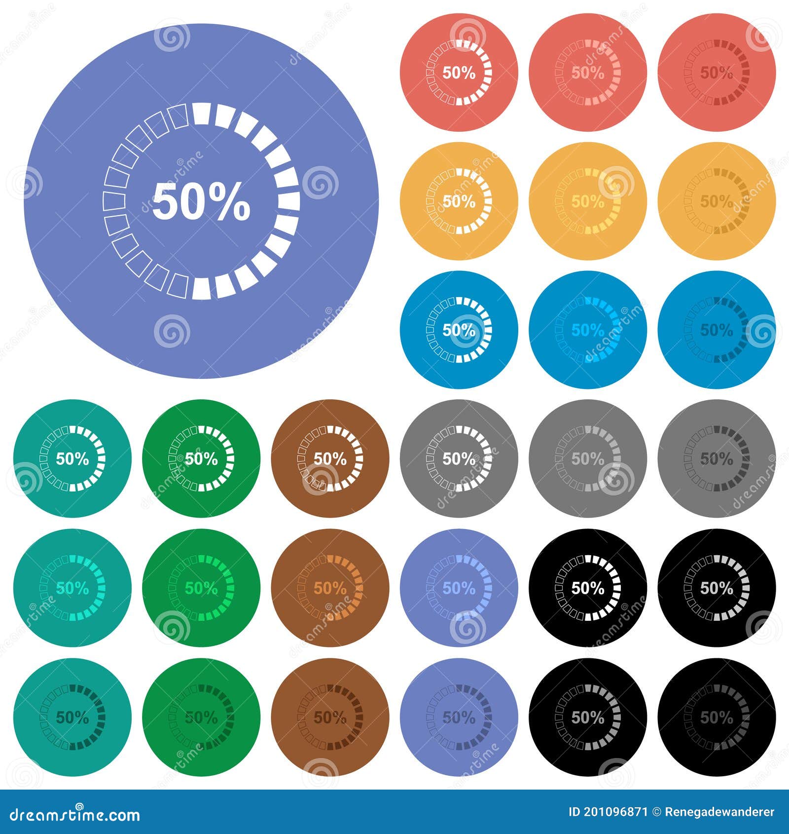 50 Percent Loaded Round Flat Multi Colored Icons Stock Vector ...