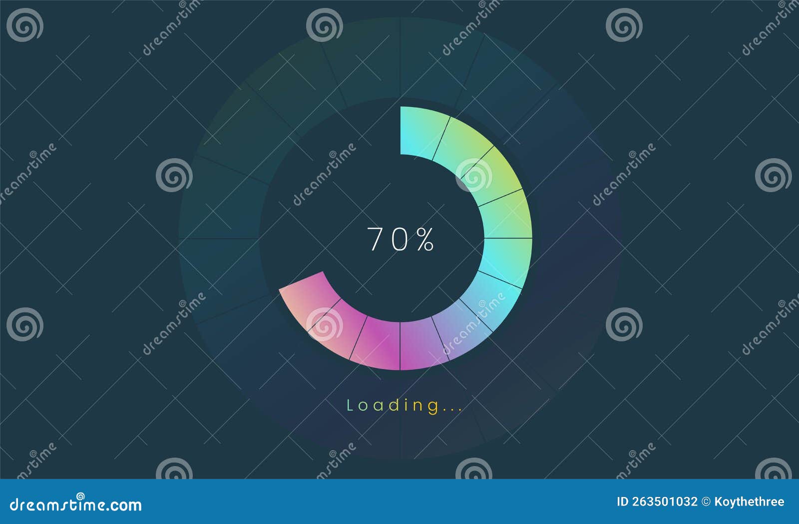 70 Percent Loading User Interface, a Futuristic Loading Icon, Colorful Loading Tap Menu UI, Use ...