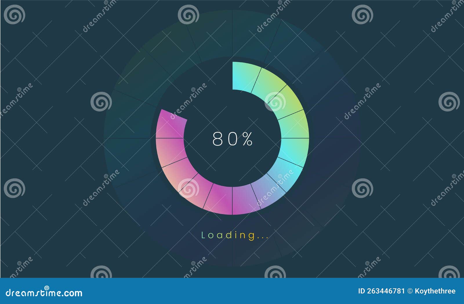 80 Percent Loading User Interface, a Futuristic Loading Icon, Colorful Loading Tap Menu UI, Use ...