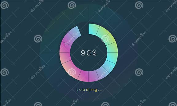 90 Percent Loading User Interface, a Futuristic Loading Icon, Colorful ...