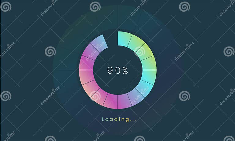 90 Percent Loading User Interface A Futuristic Loading Icon Colorful Loading Tap Menu Ui Use 