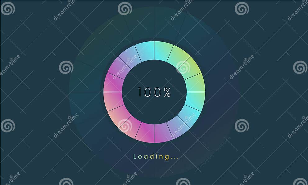 100 Percent Loading User Interface, a Futuristic Loading Icon, Colorful Loading Tap Menu UI, Use ...