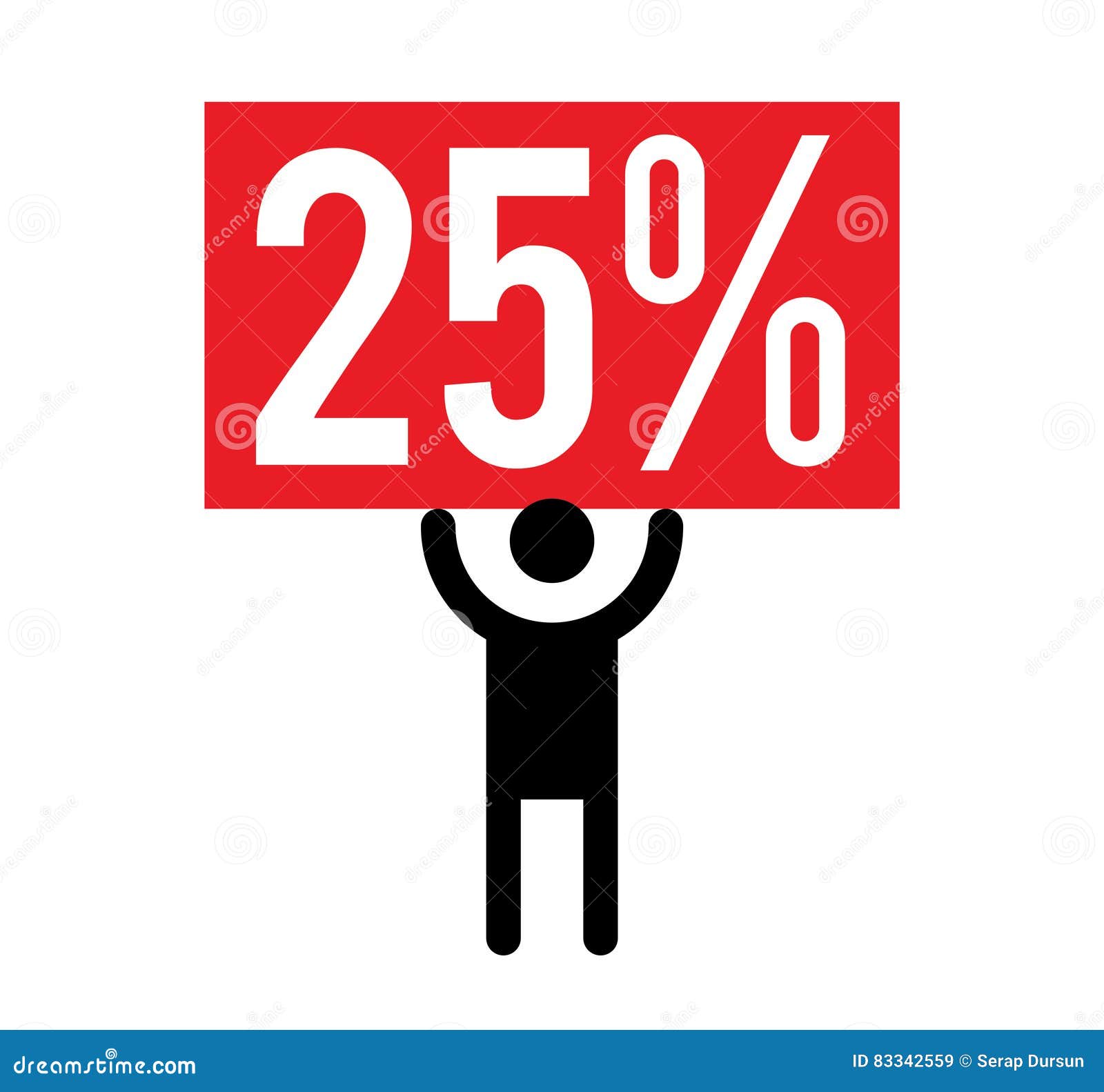 25 Percent and Man Icon stock vector. Illustration of blank - 83342559