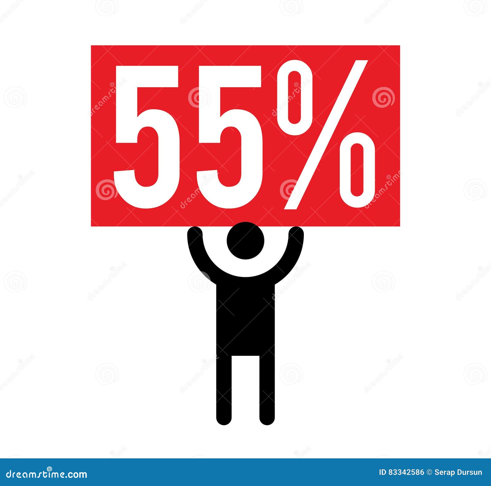 55 Percent and Man Icon stock vector. Illustration of pure - 83342586