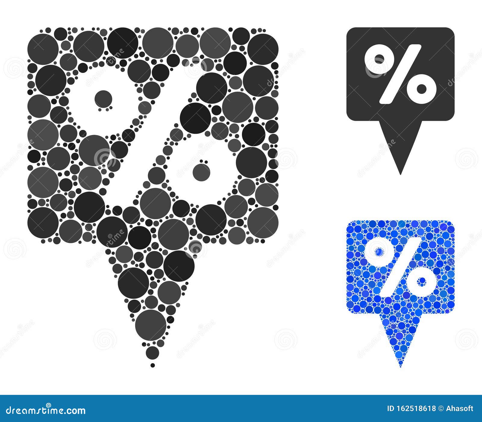 Percent Map Pointer Composition Icon of Spheric Items Stock Vector ...