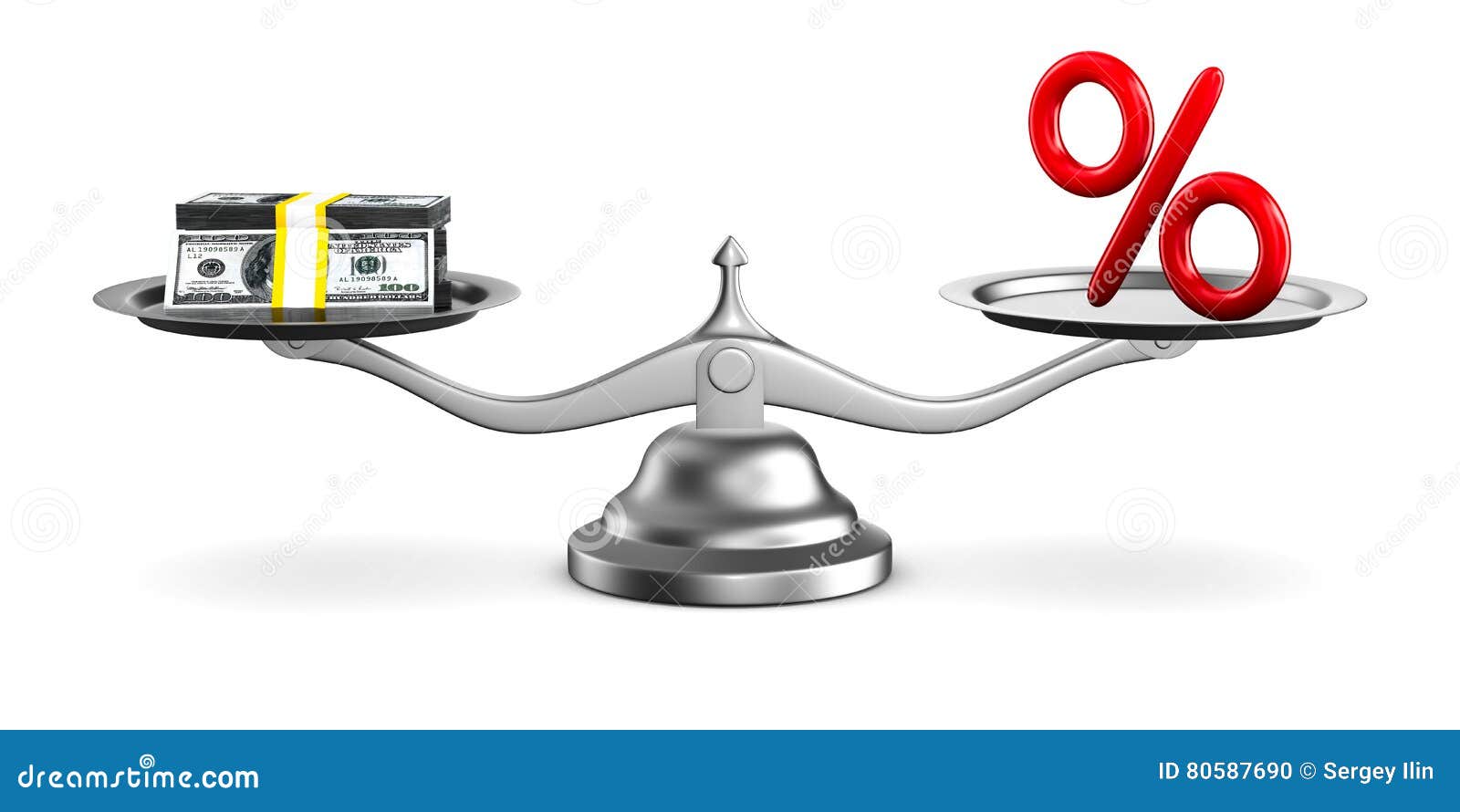 Percent and money on scale stock illustration. Illustration of gain ...