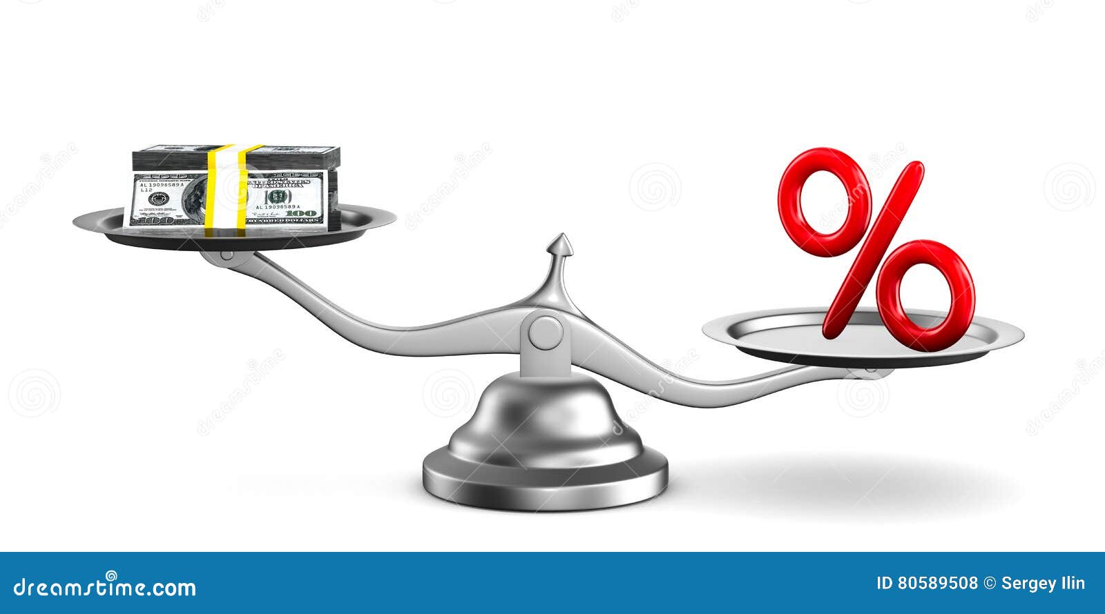 Percent and money on scale stock illustration. Illustration of balance ...