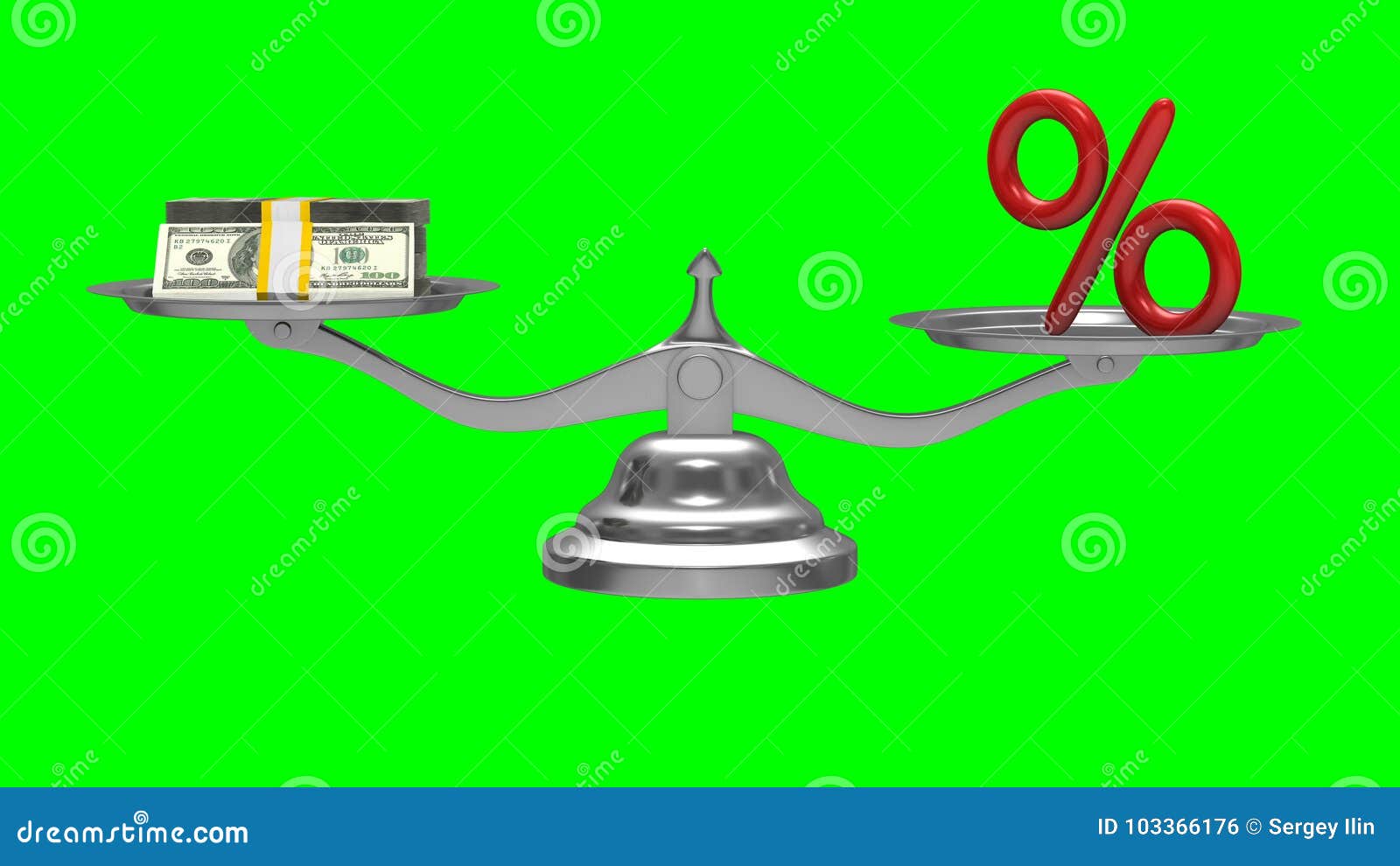 Percent and Money on Scale. Isolated 3D Render Stock Footage - Video of ...