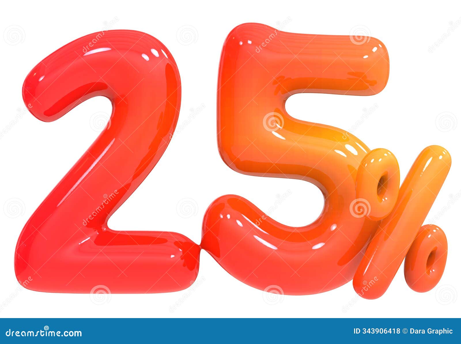 25 Percent Number Gradient 3D with White Background Stock Illustration ...