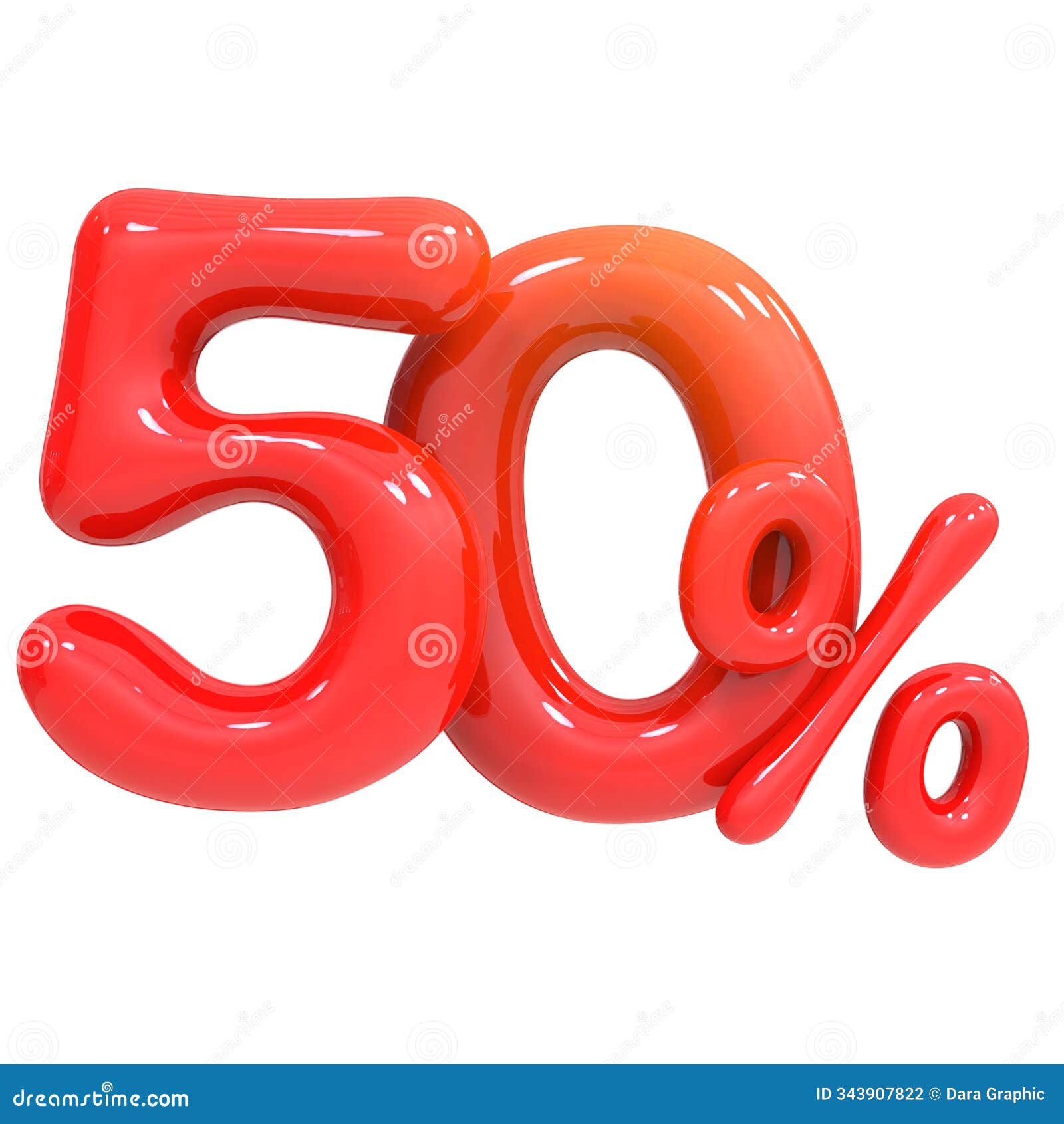 50 Percent Number Gradient 3D with White Background Stock Illustration ...
