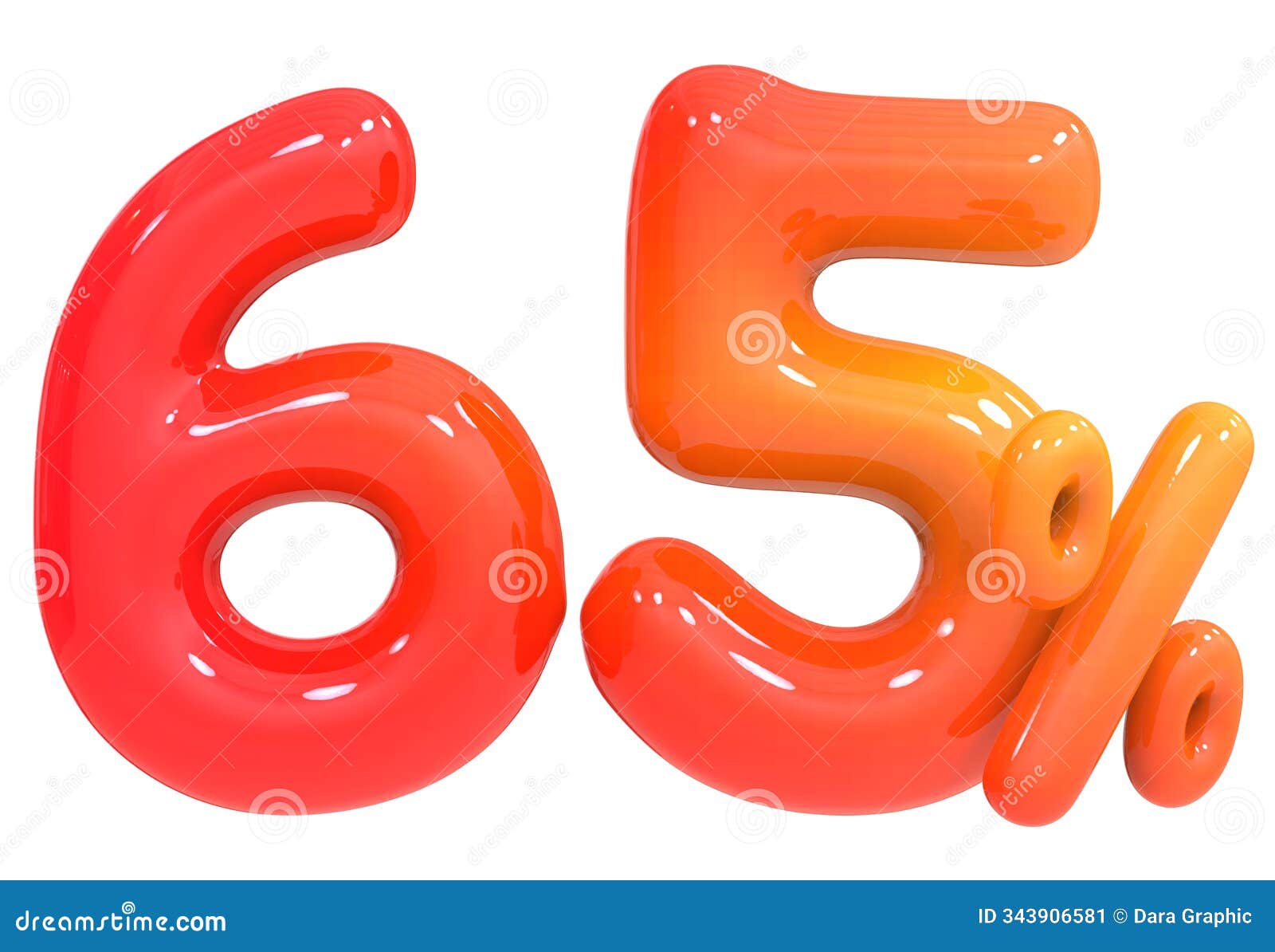 65 Percent Number Gradient 3D with White Background Stock Illustration - Illustration of cartoon ...