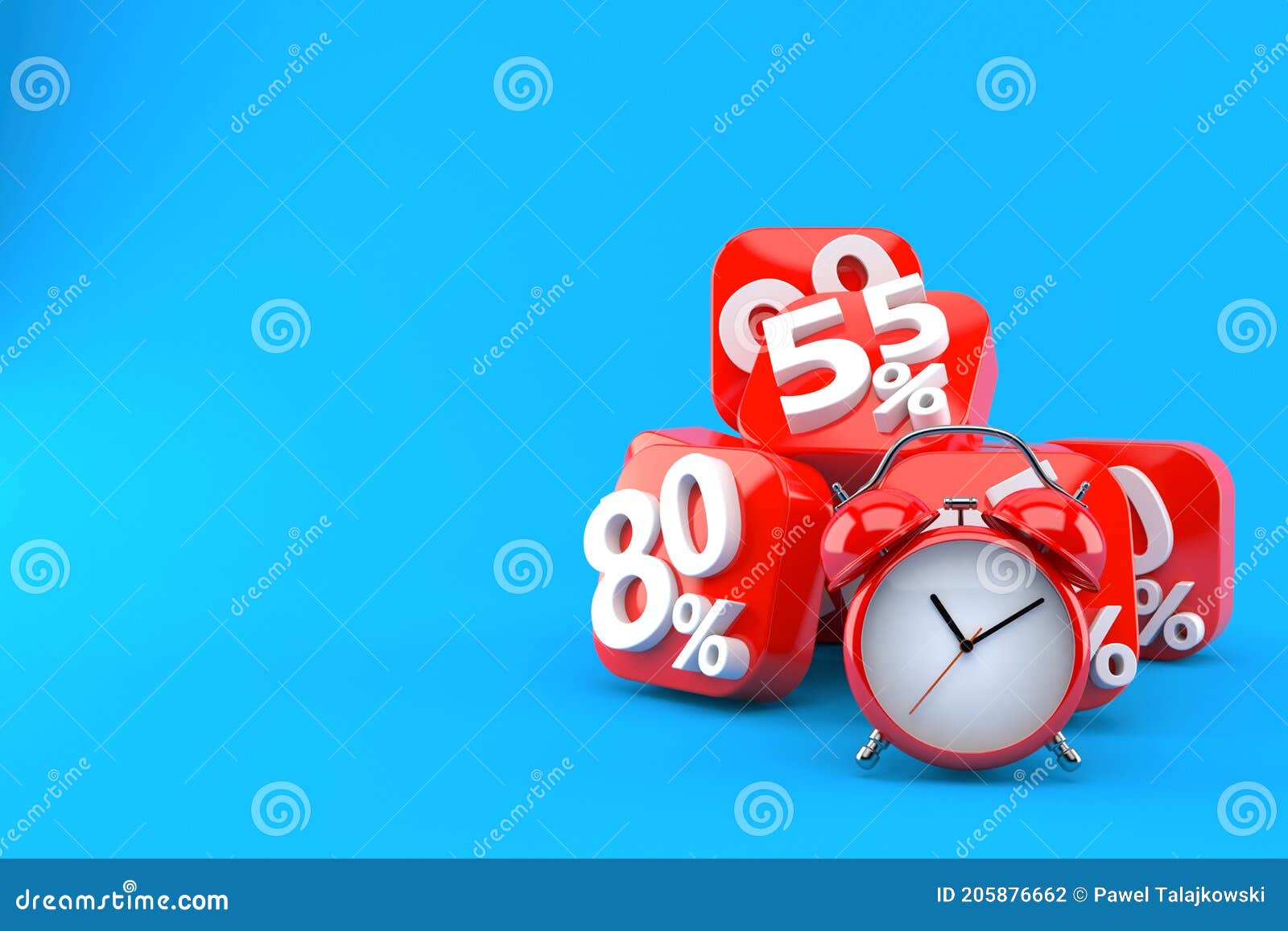 Percent Numbers with Alarm Clock Stock Illustration - Illustration of ...