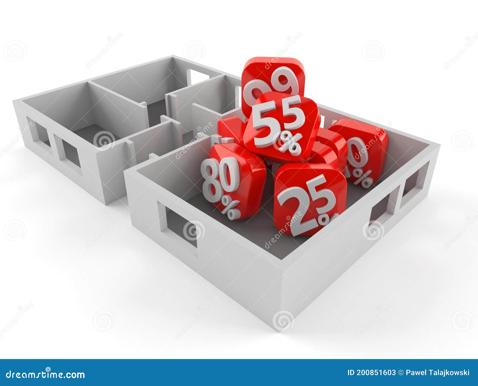 Percent Numbers Inside House Plan Stock Illustration - Illustration of ...