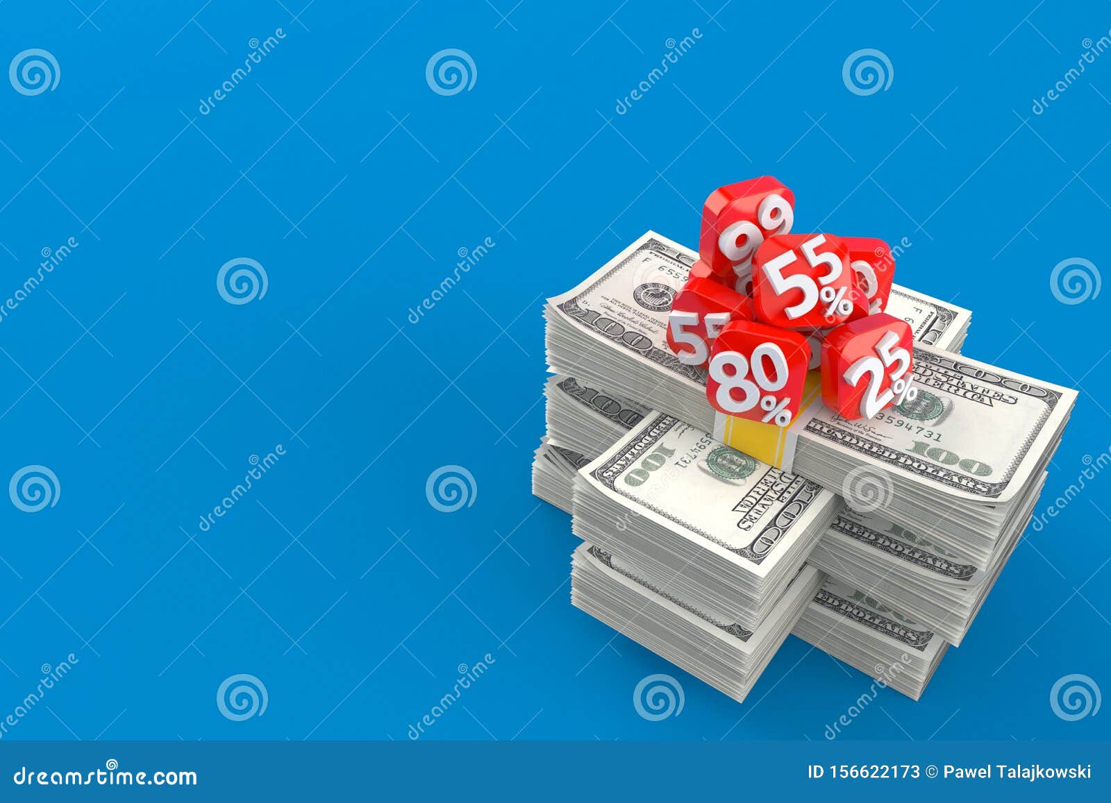 Percent Numbers on Stack of Money Stock Illustration - Illustration of ...