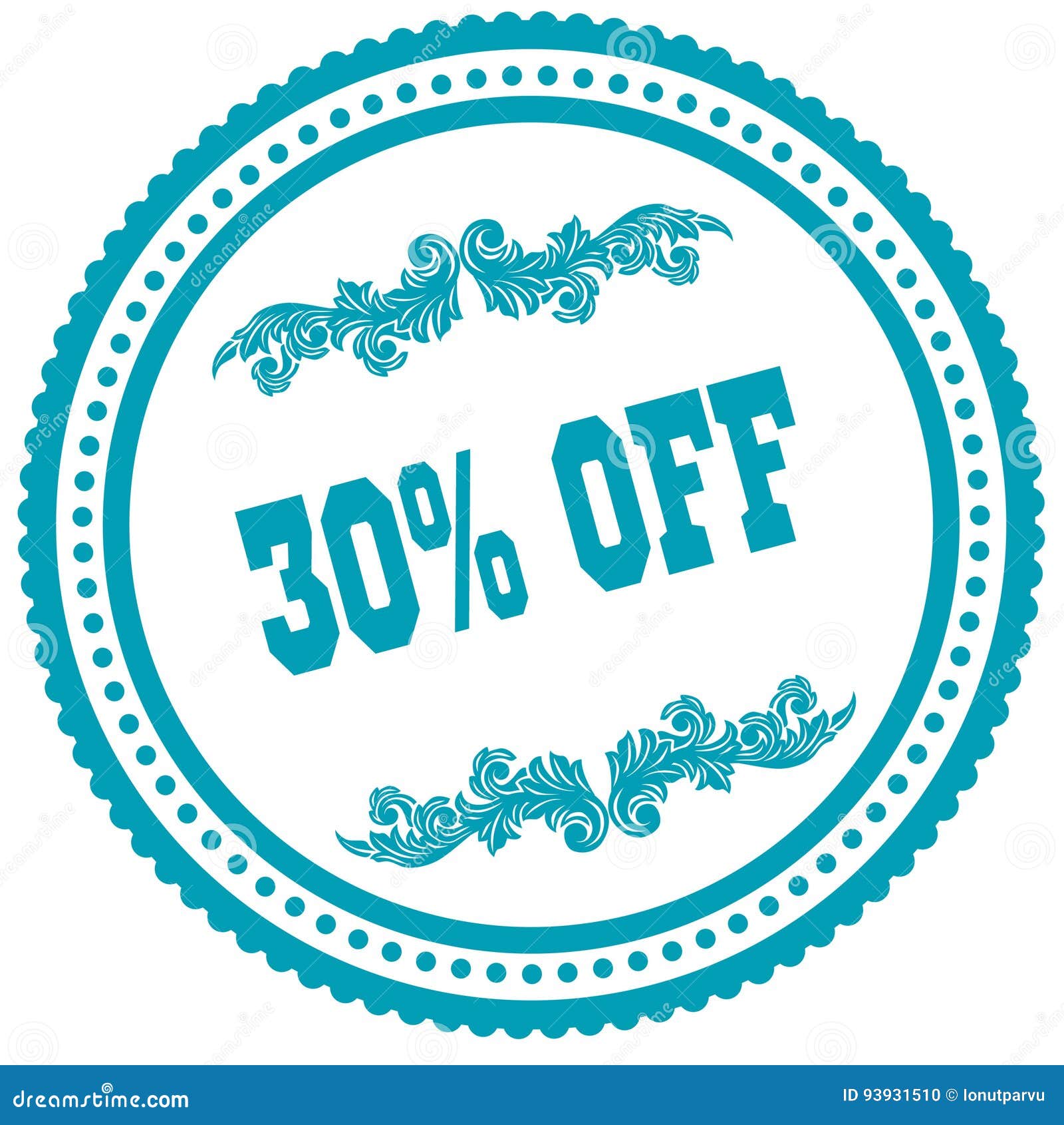 30 PERCENT OFF Blue Round Stamp. Stock Illustration - Illustration of ...
