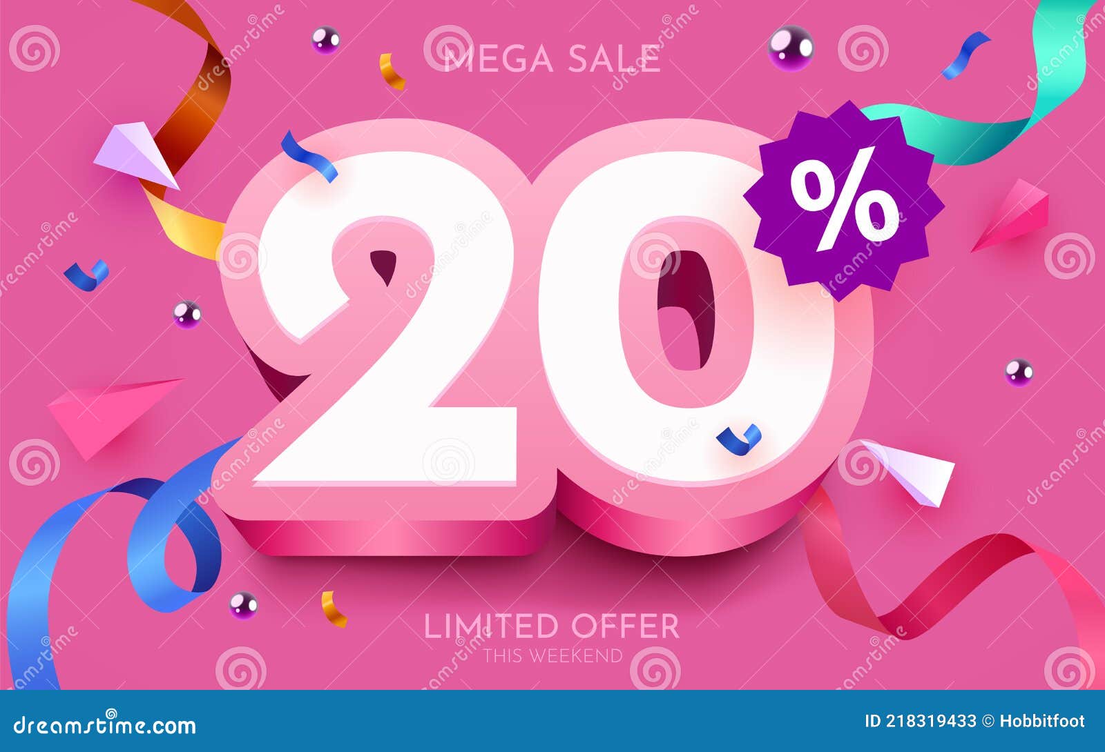 20 Percent Off. Discount Creative Composition. 3d Mega Sale Symbol with ...
