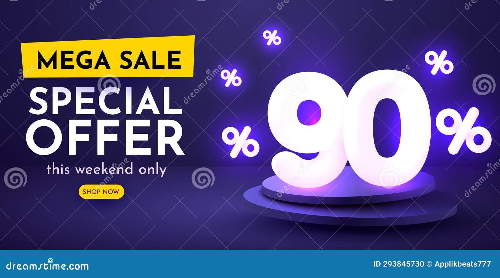 90 Percent Off. Discount Creative Composition. 3d Sale Symbol with ...