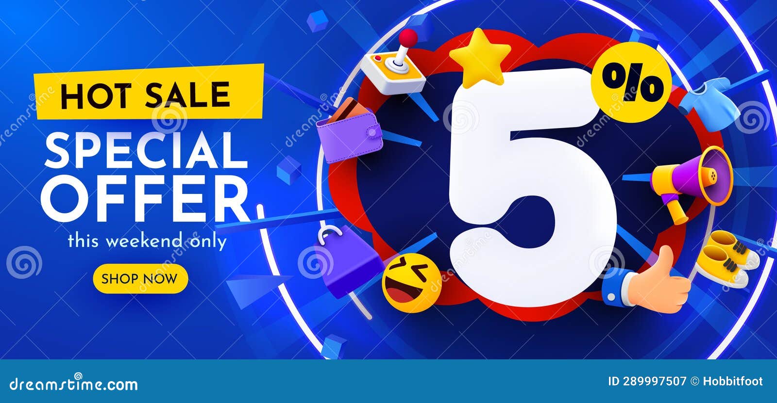 5 Percent Off. Discount Creative Composition. Mega Sale Stock Vector ...