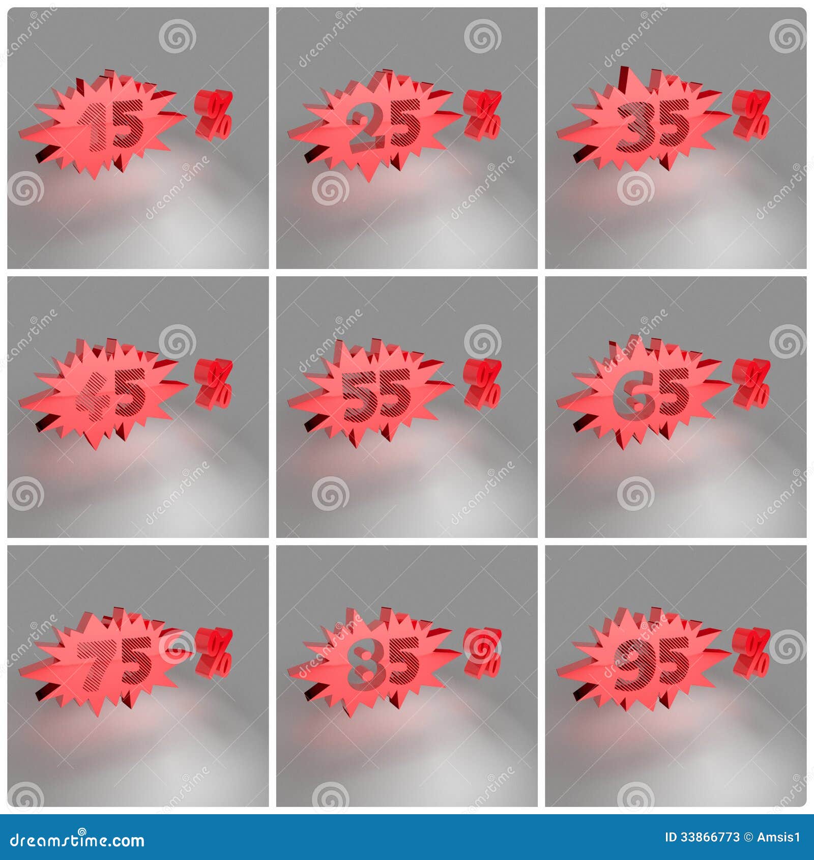 Percent, Off, Sale, Promotinal 3D Signs Collection Stock Illustration ...