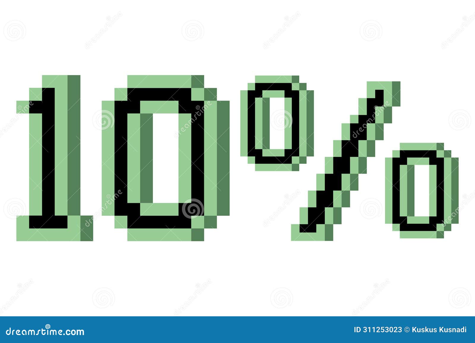 10 Percent with Pixel Art 3d Stock Vector - Illustration of percentage ...