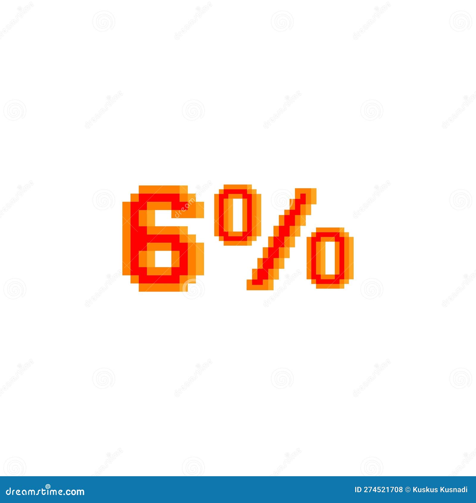6 Percent with pixel art stock vector. Illustration of design - 274521708