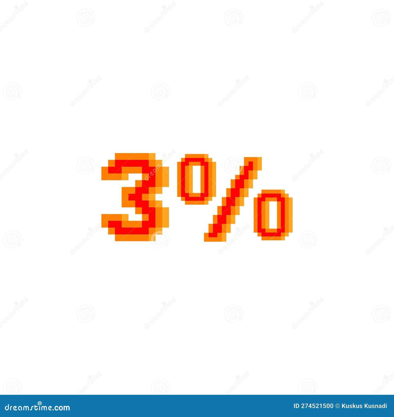 3 Percent with pixel art stock vector. Illustration of interest - 274521500