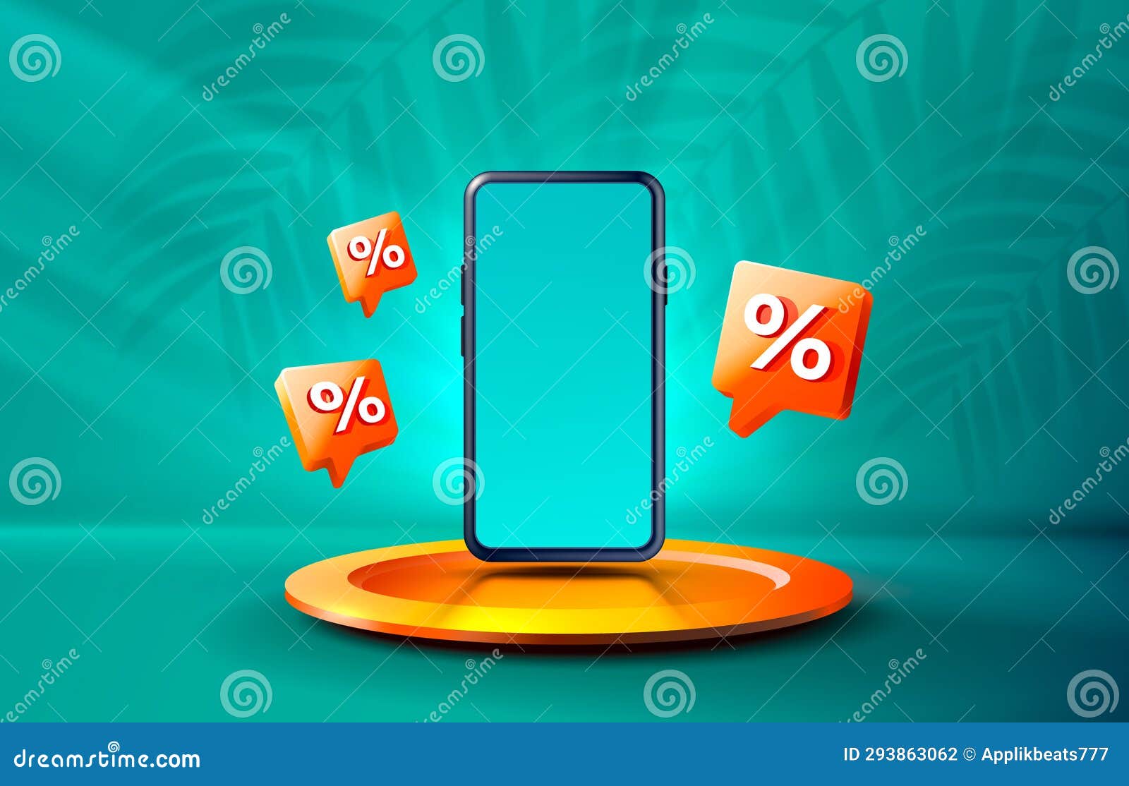 Percent Podium Mobile Screen, Technology Mobile Display. Vector Stock ...