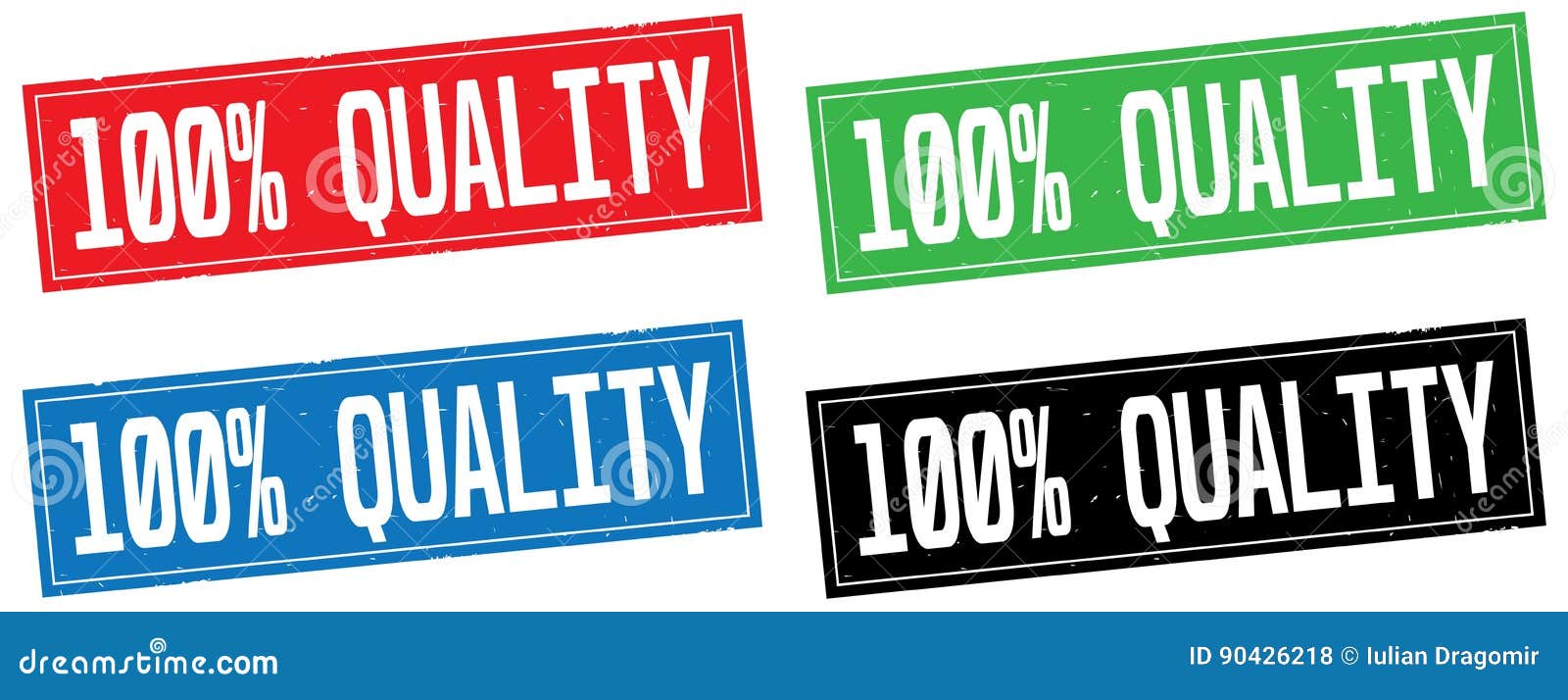 100 PERCENT QUALITY Text, on Rectangle Stamp Sign. Stock Illustration ...
