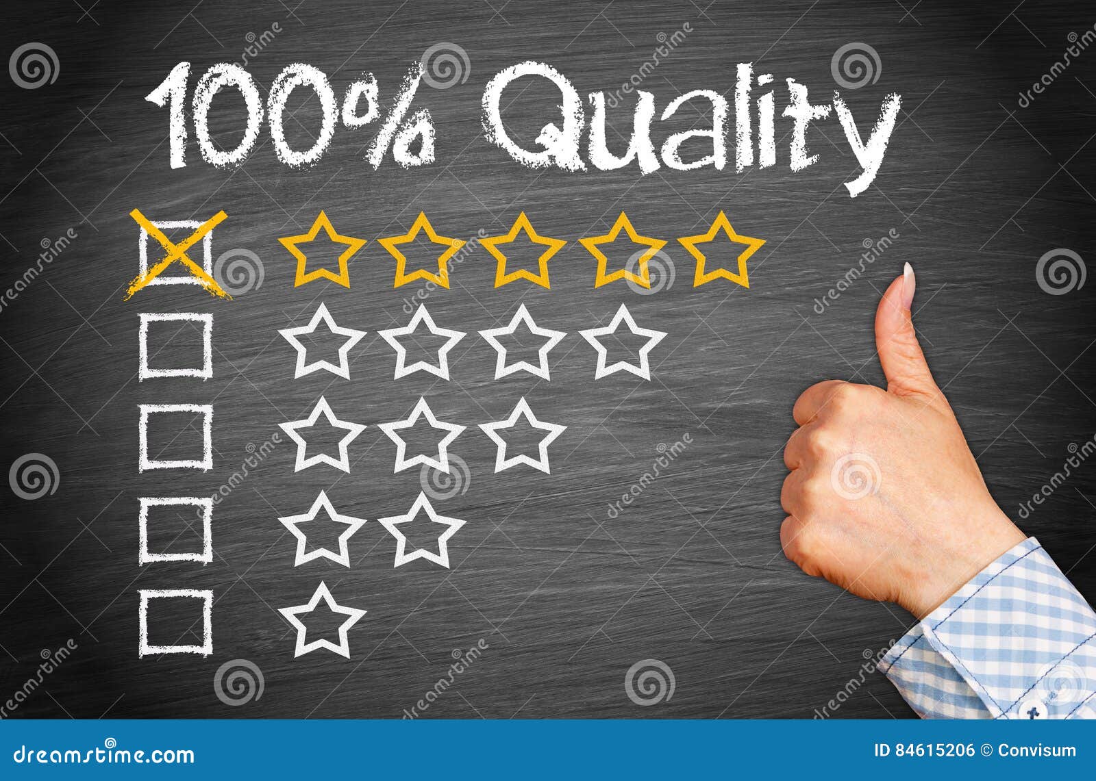 100 Percent Quality with Thumb Up Stock Photo - Image of gold, quality ...
