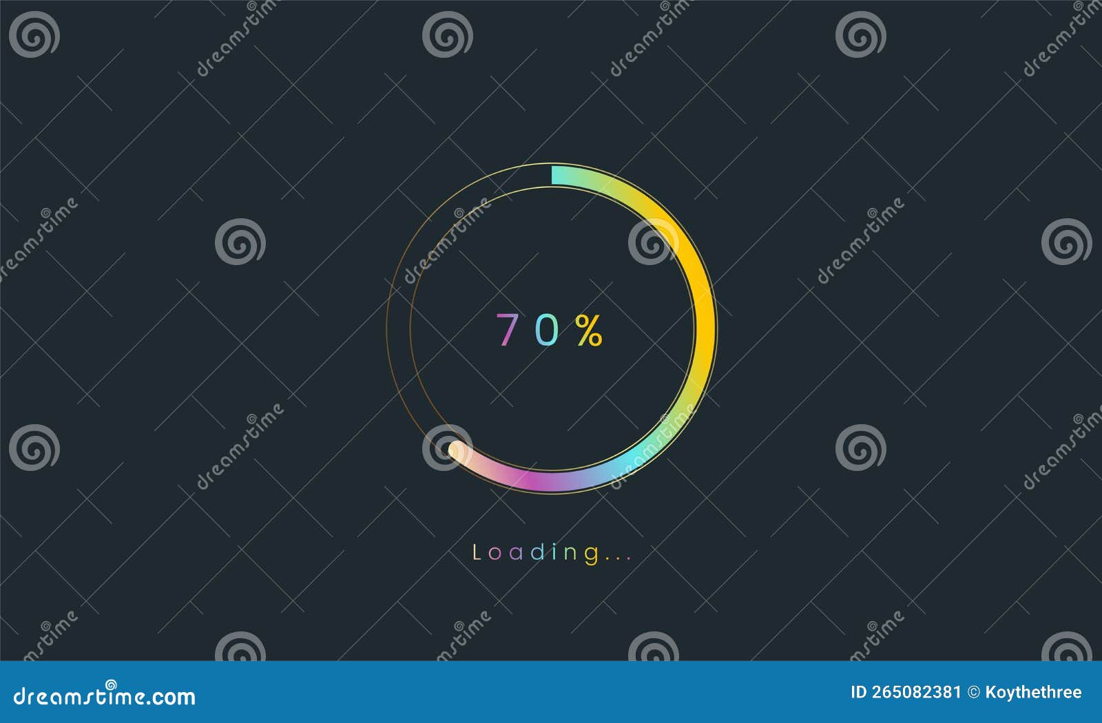 70 Percent Rainbow Loading Bar, Uploading Bar for User Interface ...