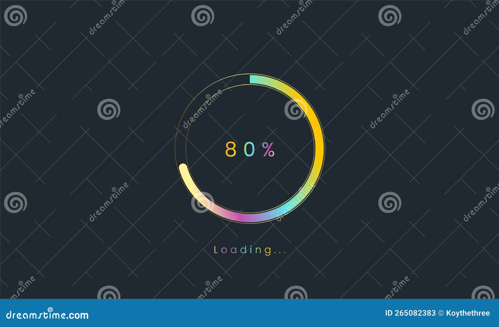 80 Percent Rainbow Loading Bar, Uploading Bar for User Interface ...