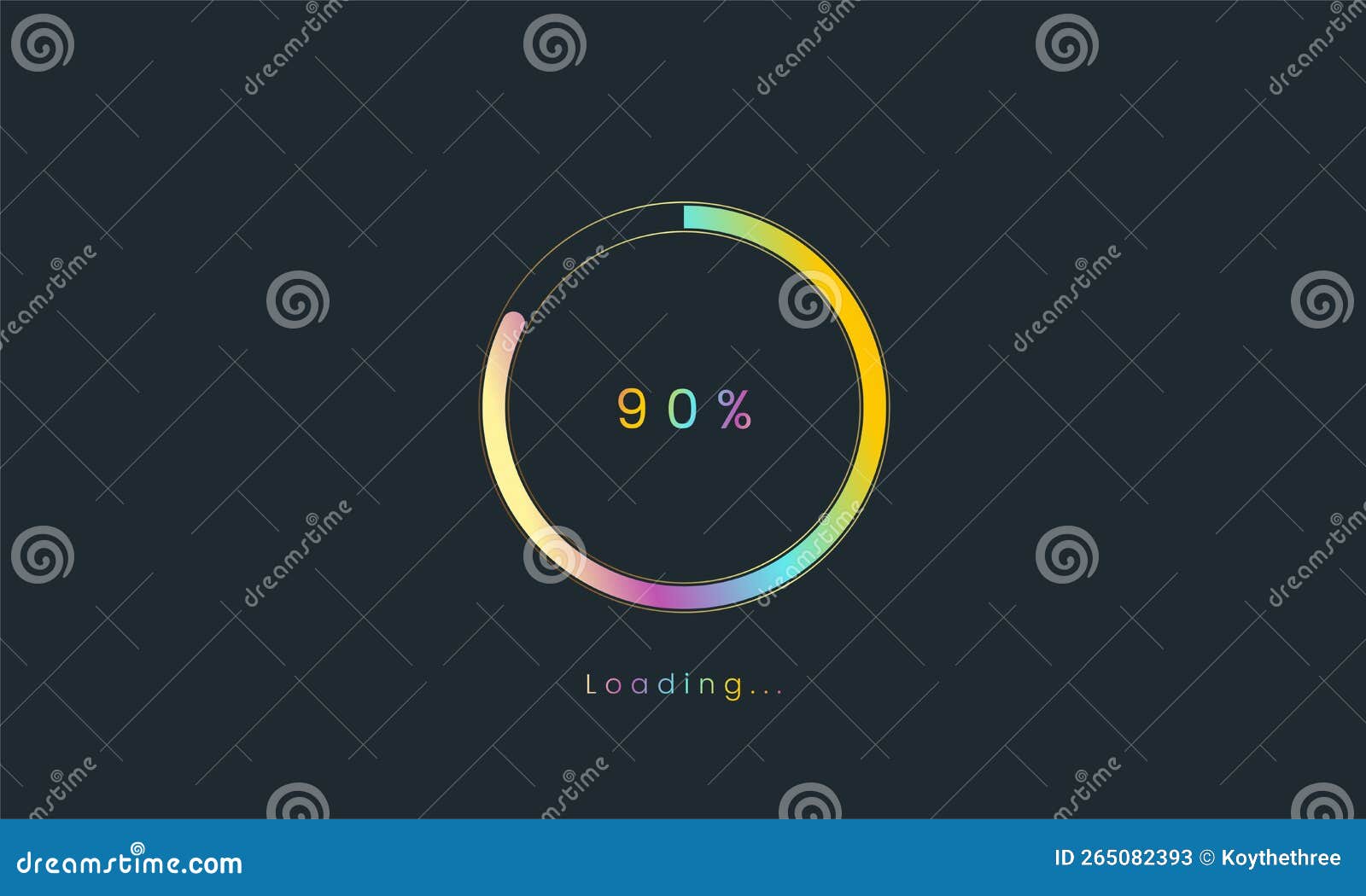 90 Percent Rainbow Loading Bar, Uploading Bar for User Interface ...
