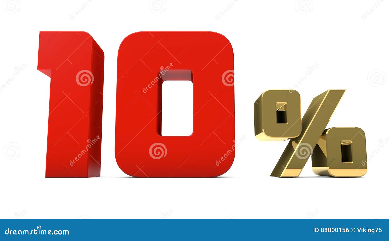10 Percent Red and Gold Text Isolated on White Stock Illustration ...