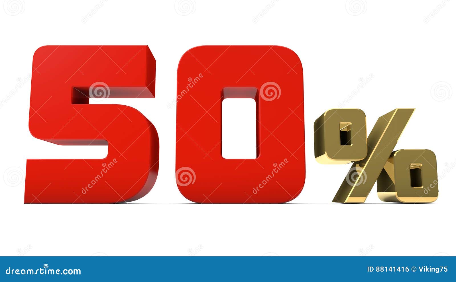 50 Percent Red and Gold Text Isolated on White 3d Render Stock ...