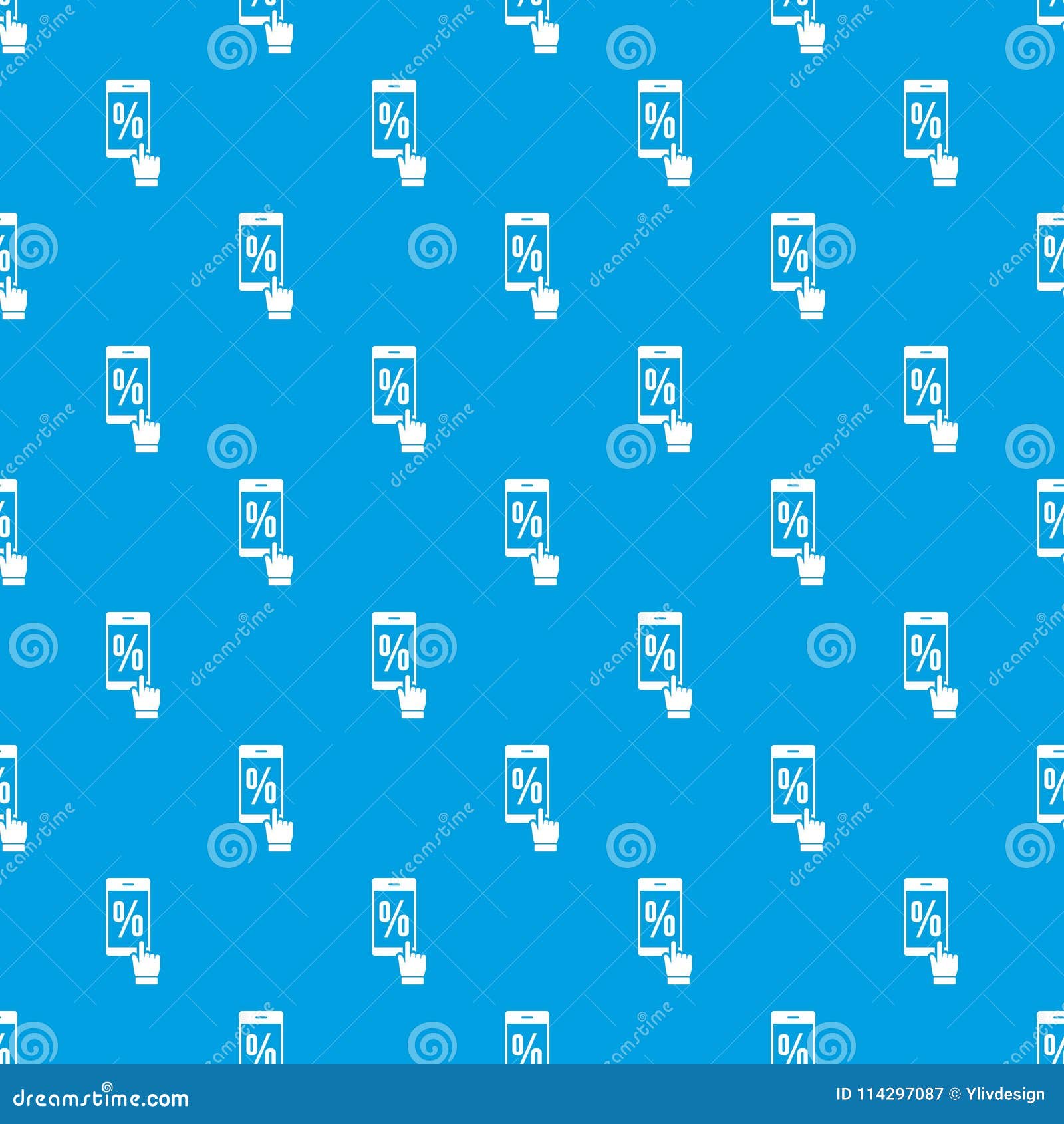 Percent on Screen Pattern Vector Seamless Blue Stock Vector ...