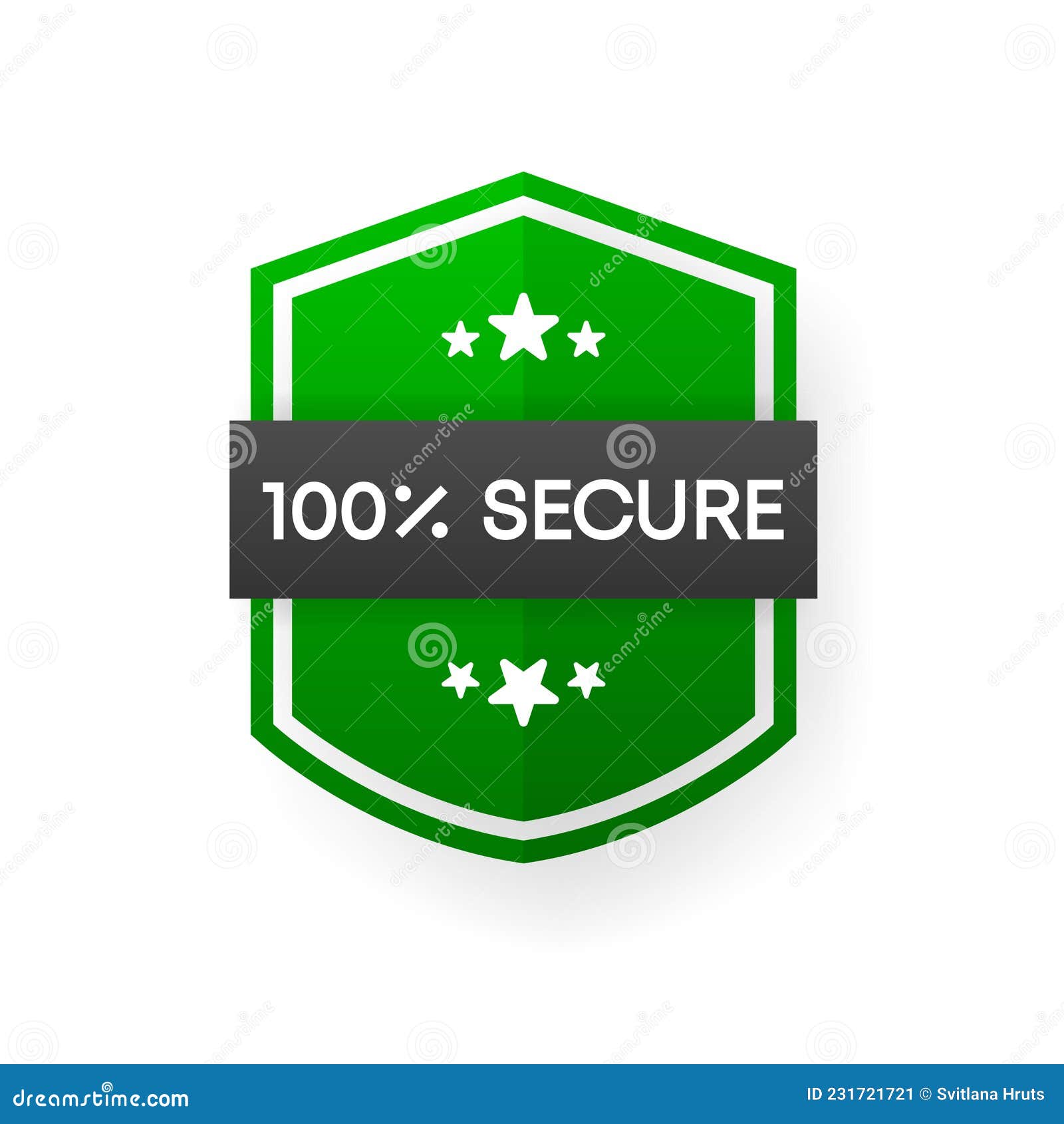 100 Percent Secure Green Vector Banner. Flat Certification Label ...