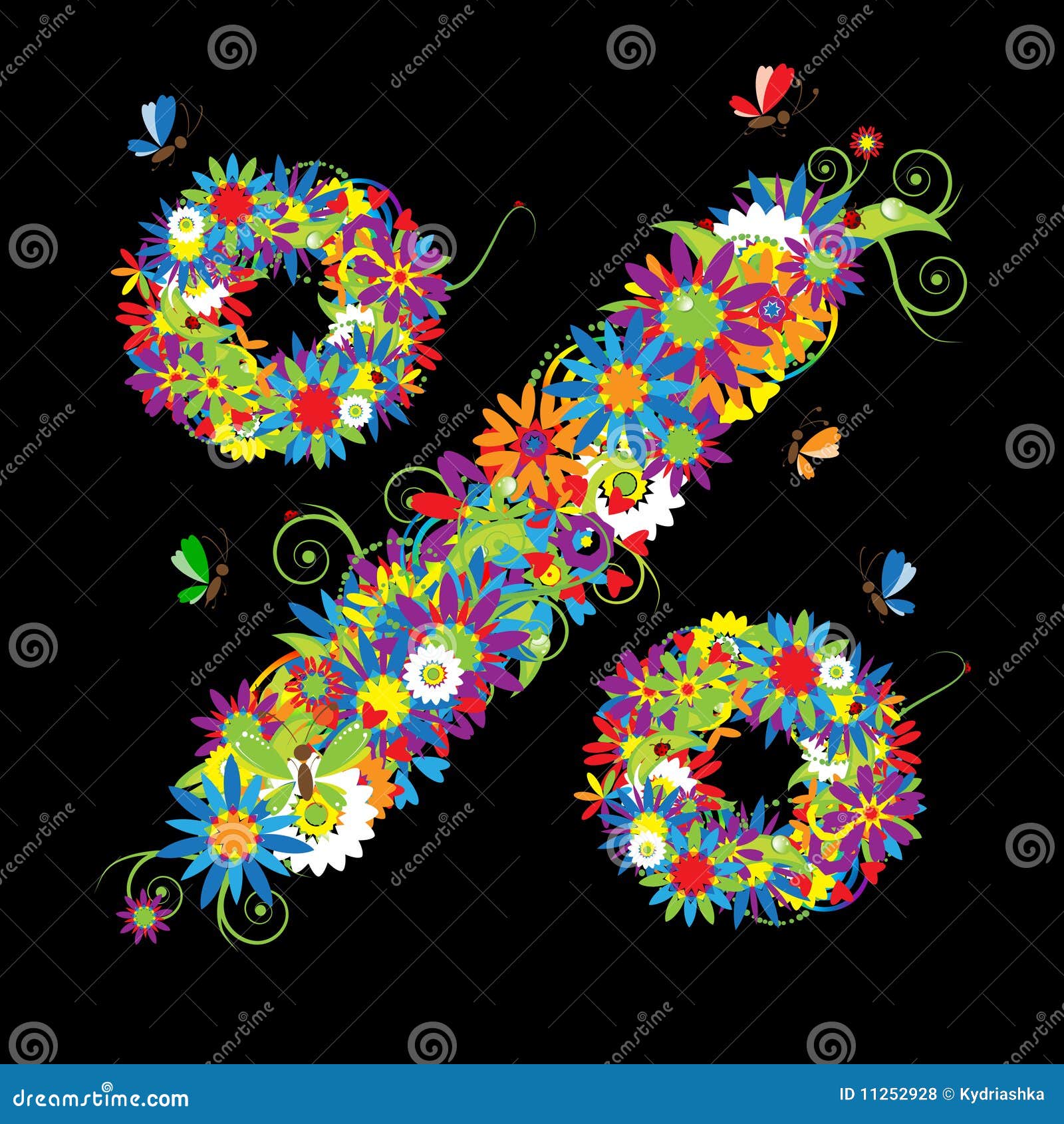 Percent Sign. Floral Design Stock Vector - Illustration of business ...