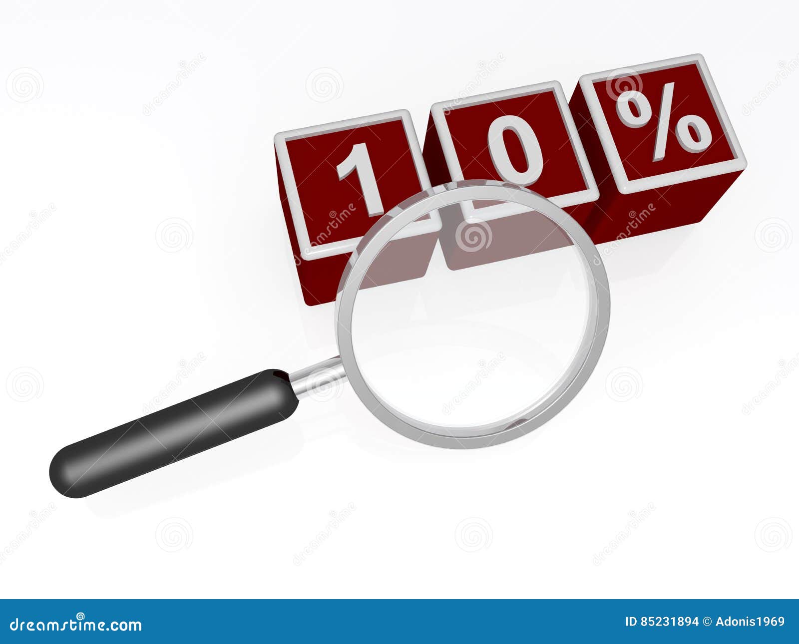 10 Percent Sign with Magnifying Glass Stock Illustration - Illustration ...