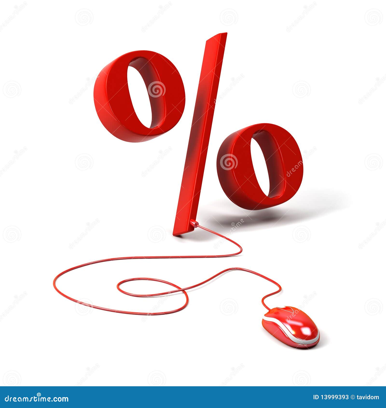 Percent Symbol Connected To a Computer Mouse. Stock Illustration ...